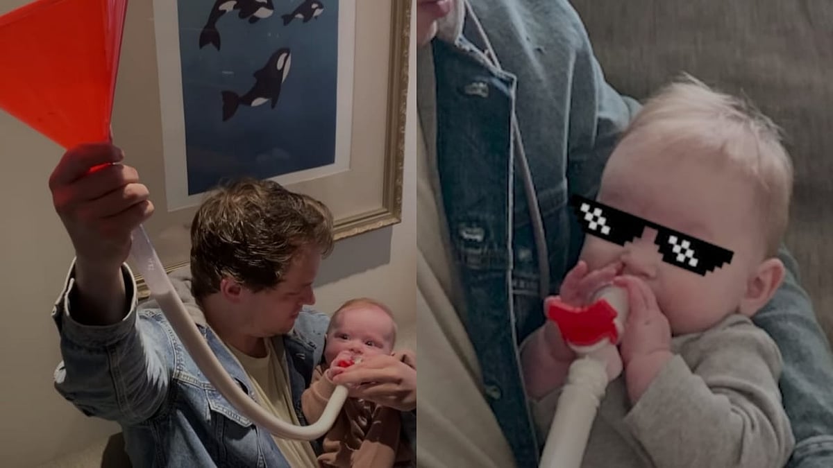 Watch Dad Uses A Creative Way To Feed Milk To His Daughter