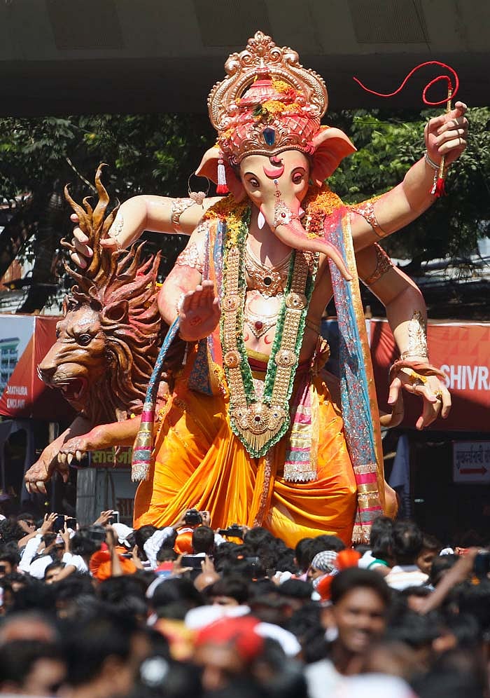 Ganpati Bappa Takes Over Streets of Mumbai in a Colourful Farewell