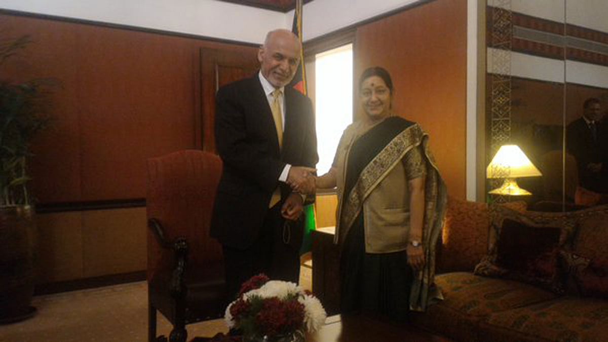 Swaraj Calls for International Support for a Peaceful Aghanistan