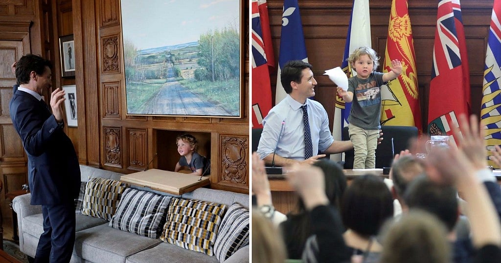 Cuteness Alert: Baby Trudeau Accompanies Dad Justin to Work