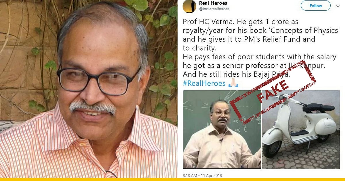 Popular Physics Prof HC Verma Debunks False Claim About Himself