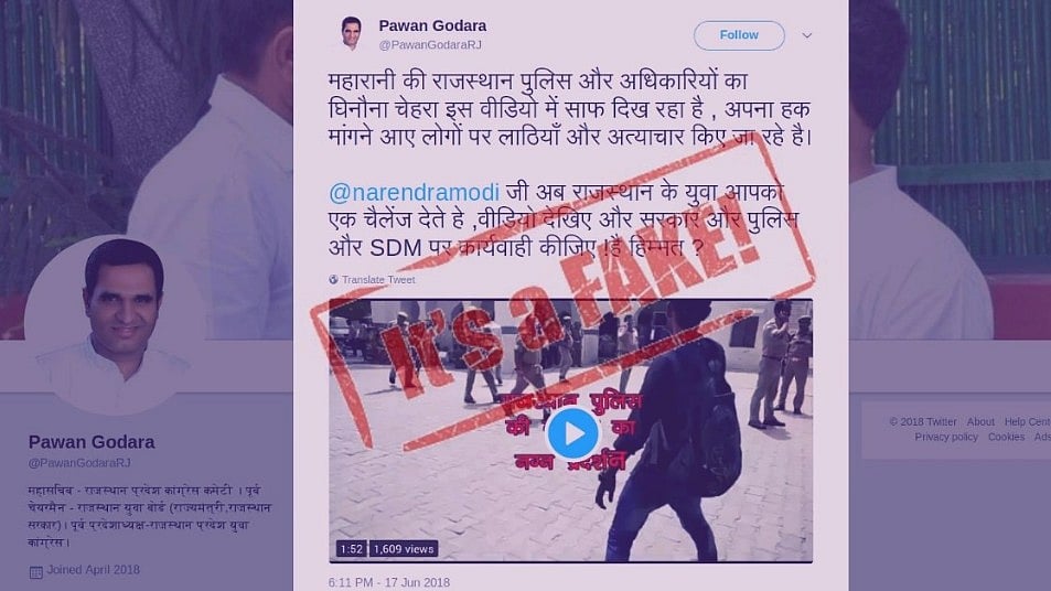 Congress Leader Shares Fake Lathi-Charge Video of Rajasthan Police