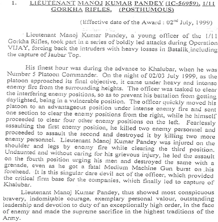 Kargil Vijay Diwas: Remembering Param Vir Chakra Captain Manoj Pandey ...