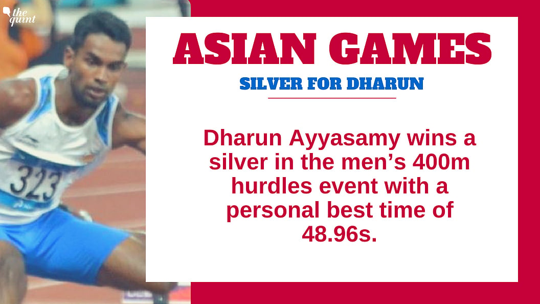 Asian Games 2018 Day 9 Results: Dharun Ayyasamy Wins Silver in Men’s ...