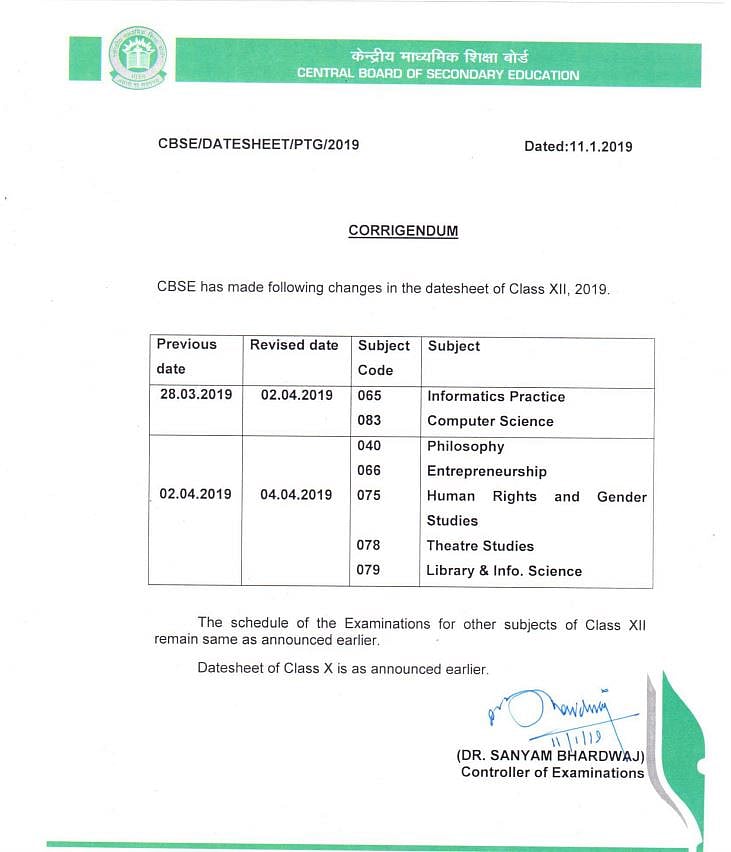 CBSE Class 12 New Exam Dates: Date Sheet Revised for 7 Subjects, Check ...