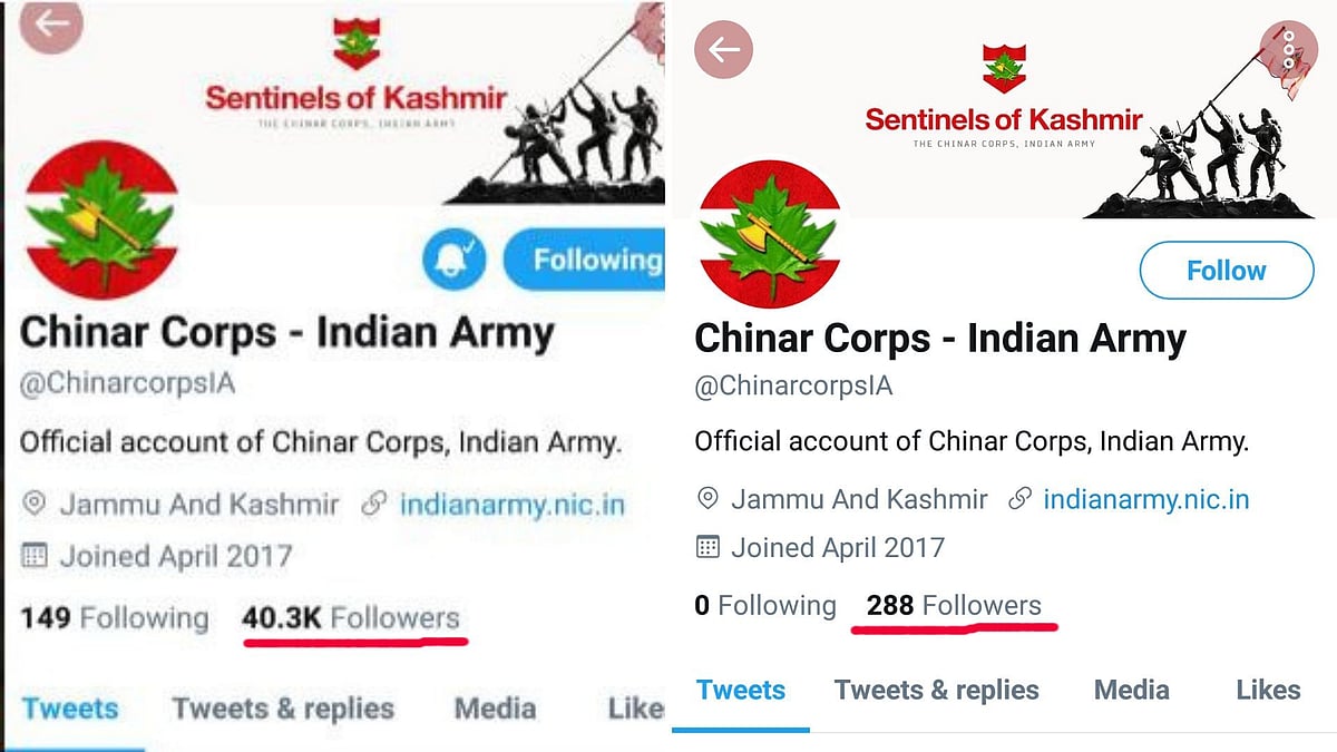 Twitter Handle of Indian Army’s Chinar Corps Losses Followers, Was ...