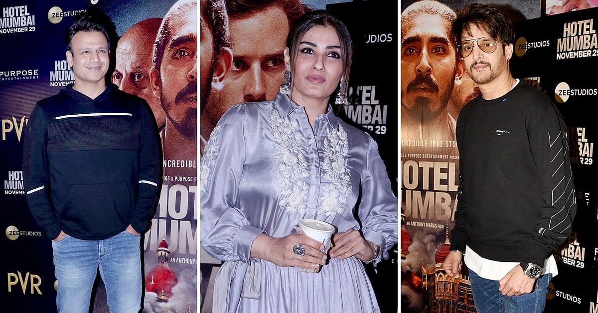 Hotel Mumbai Screening: Vivek Oberoi, Raveena Tandon, Jimmy Shergill at ...