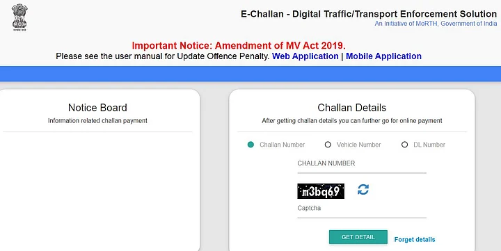 Traffic E-Challan Status Online: Know How To Check E-Challan Status and How To Pay Traffic Fine ...
