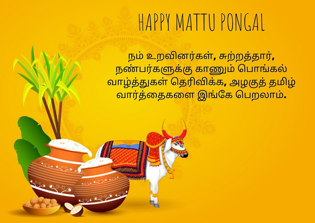 Pongal Valthu in Tamil | Happy Mattu Pongal Wishes,Surya Pongal, Kanum ...