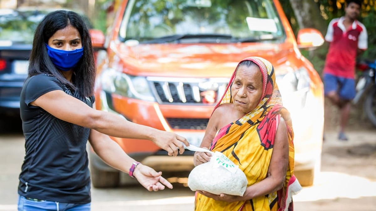 Dutee Chand Hand-Delivers Relief Packages, Including Sanitary Pads
