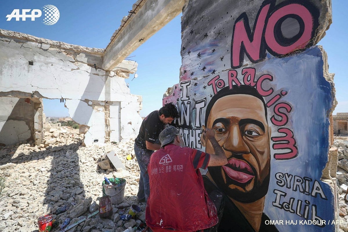 George Floyd Protests Globally: George Floyd Mural In Syria By Two ...