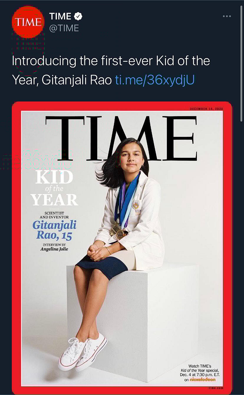 Indian American Gitanjali Rao Named TIME’s First-Ever ‘Kid of The Year’