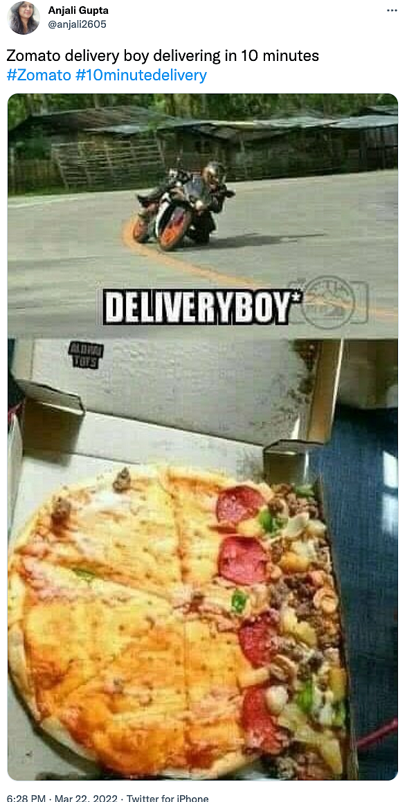 Twitter Is Calling Out Zomato’s 10 Minute Delivery Initiative Through Memes