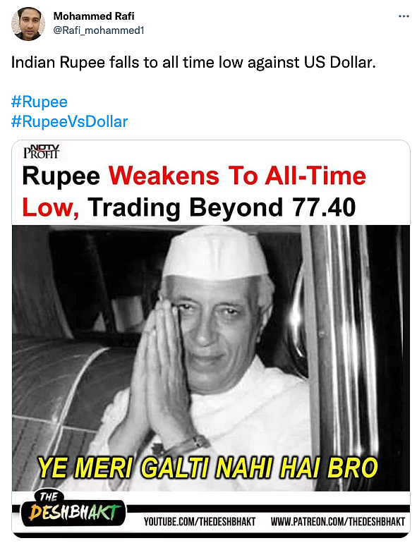 As Rupee Hits Lowest-Ever Mark of 77.69, Twitter Gets High On Memes