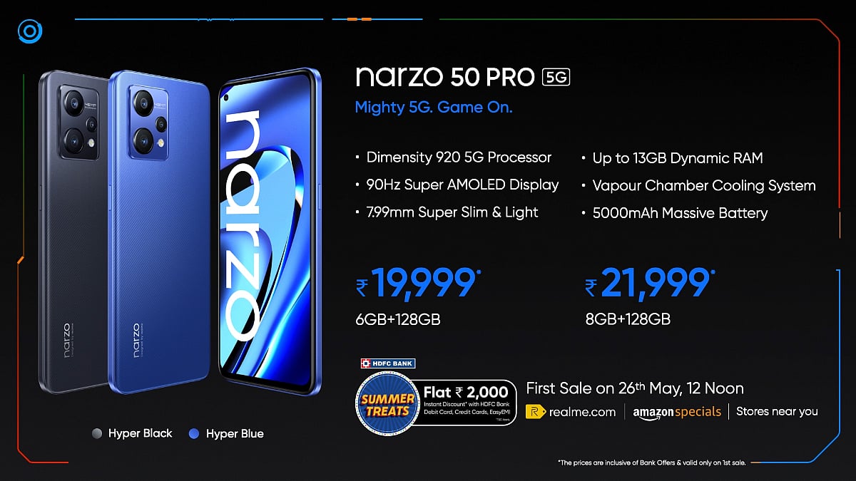 Realme Narzo 50 Pro 5G, Narzo 50 5G Launch Date Price in India and Specifications