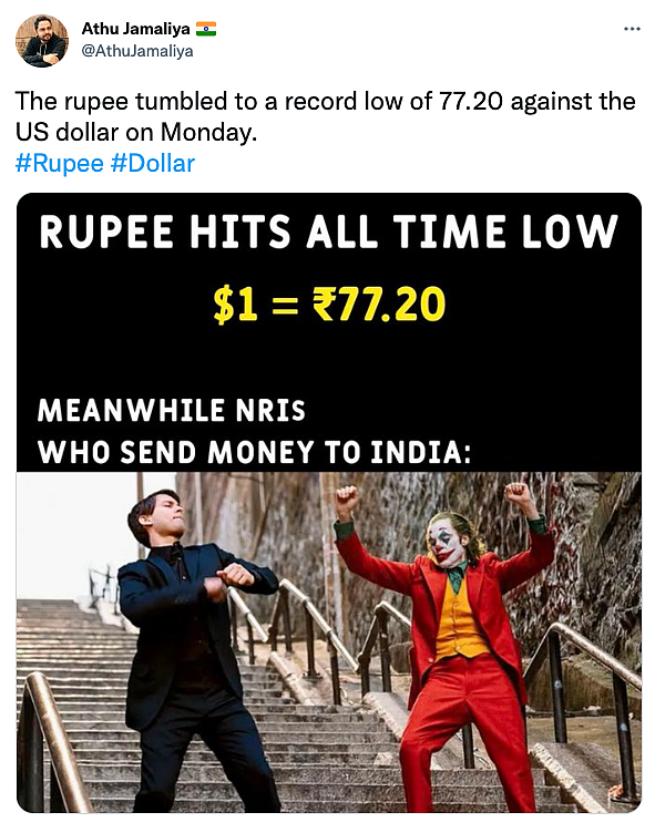 As Rupee Hits Lowest-Ever Mark of 77.69, Twitter Gets High On Memes