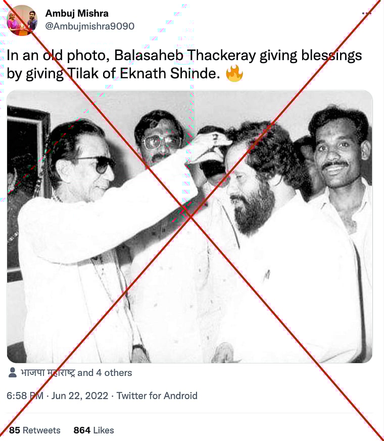 Fact-Check | That's Shiv Sena Leader Anand Dighe With Bal Thackeray ...