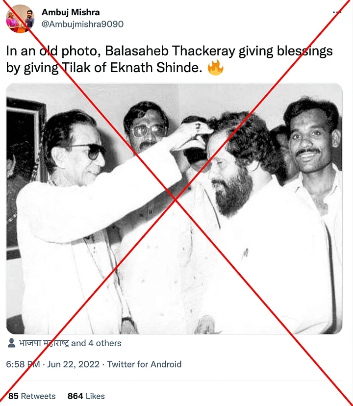 Fact-Check | That's Shiv Sena Leader Anand Dighe With Bal Thackeray ...