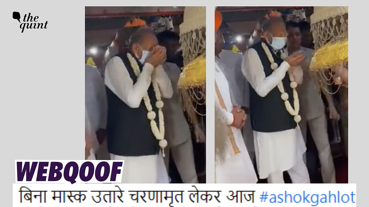 Fact-Check | Clipped Video of Ashok Gehlot Wearing Mask While Drinking Holy Water Goes Viral