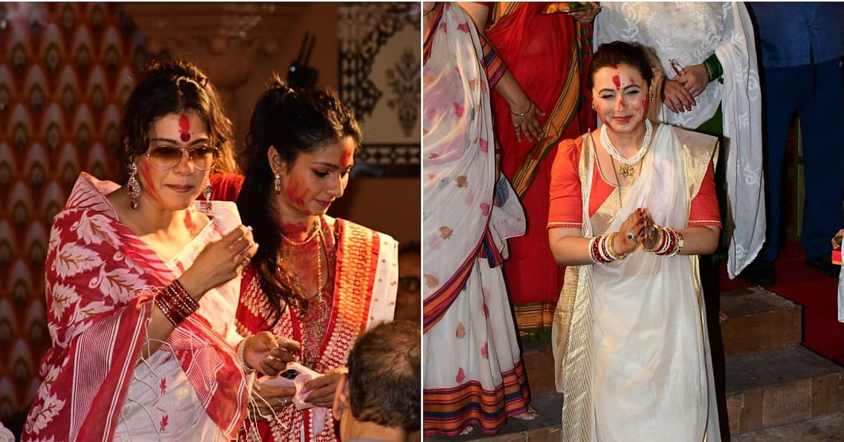In Pics: Rani Mukerji & Kajol Celebrate Bijoya Dashami With Sindoor Khela