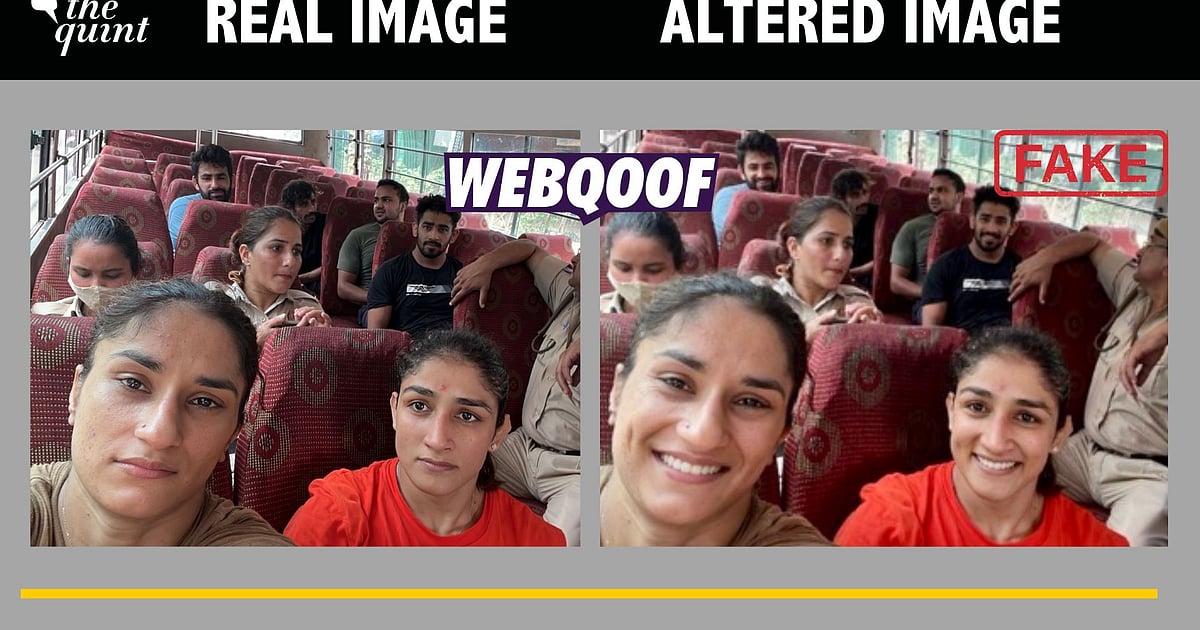 Fact-Check | This Photo of Wrestlers Vinesh and Sangeeta Phogat Smiling During Detention Is Fake