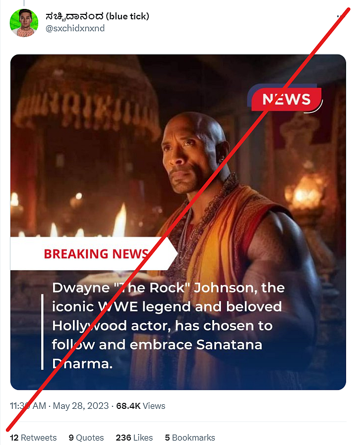 Fact-check | AI-Generated Images of Dwayne Johnson 'Praying In Hindu ...