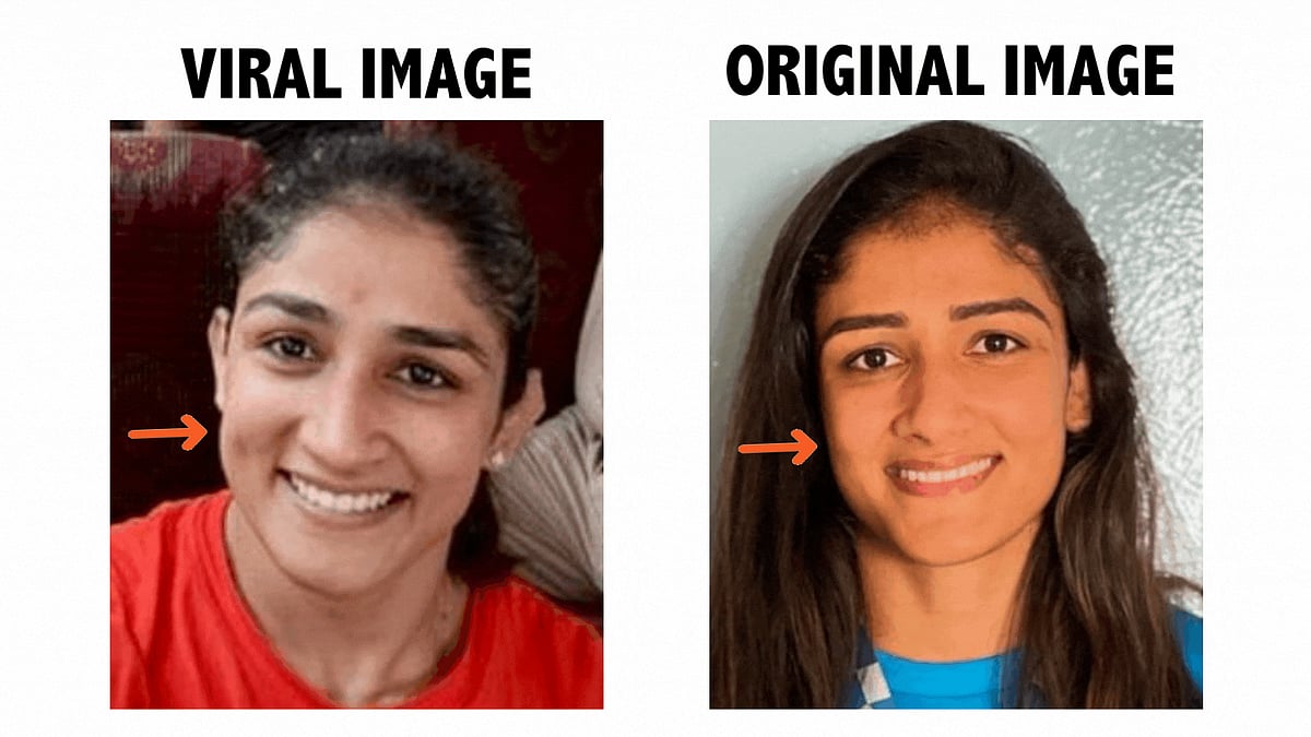 Fact-Check | This Photo of Wrestlers Vinesh and Sangeeta Phogat Smiling During Detention Is Fake
