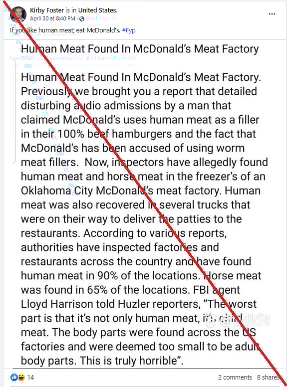 Fact-Check | Old Satirical Piece About McDonald’s Selling Human Meat ...