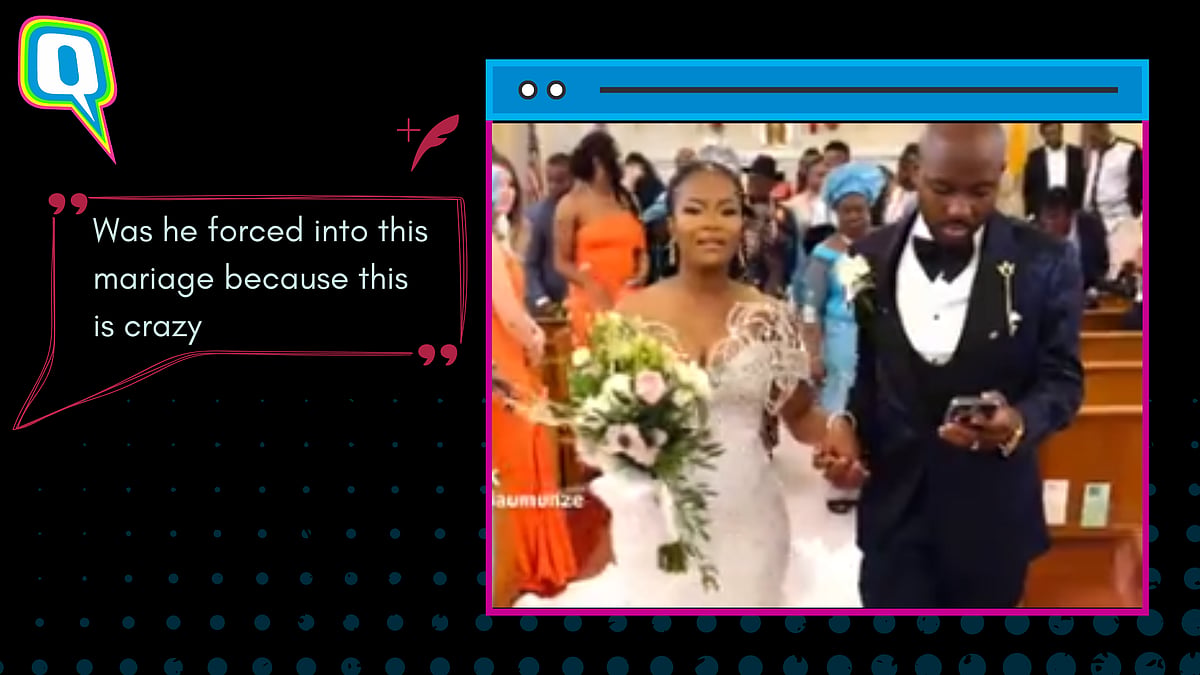 Groom Glued To Phone While Walking Down The Aisle With Bride; Video ...