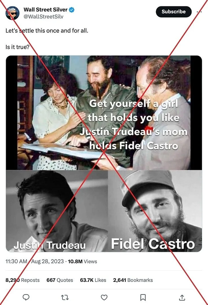 Viral Posts Calling Canadian PM Justin Trudeau the Son Late Cuban ...