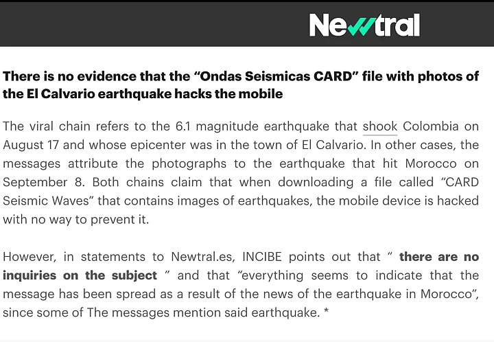 Fact-Check | Seismic Waves Card File on WhatsApp is a Hoax