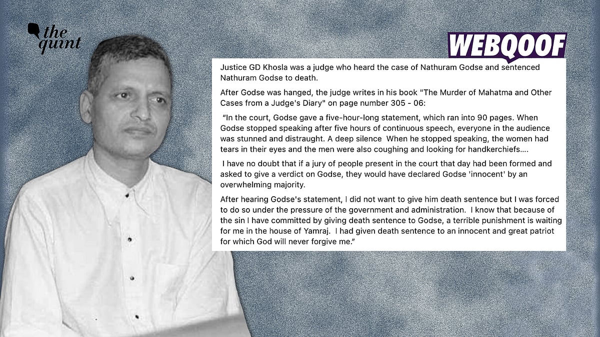 Fact-Check | Justice GD Khosla Was Not Pressured Into Giving Nathuram ...