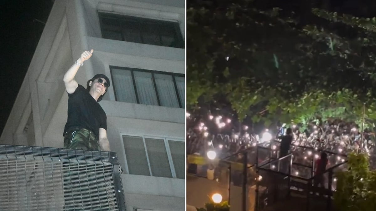 In Pics: Shah Rukh Khan Waves at His Sea of Fans Outside Mannat on His ...
