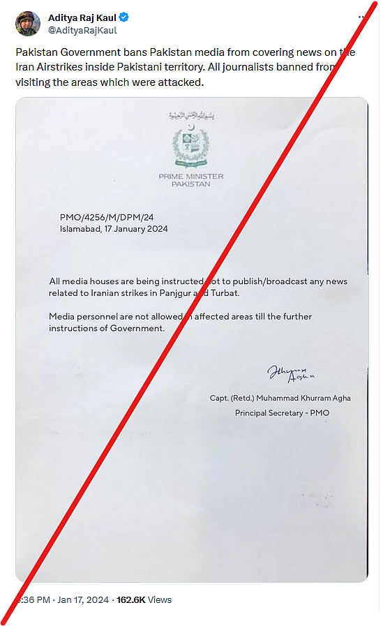 Fact-check | Fake Letter Claiming Pakistan Government Barred Media From ...