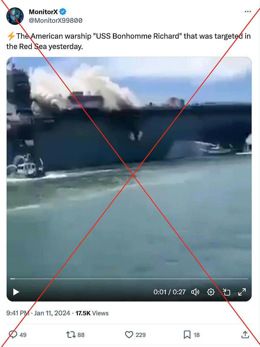 False Claim: Old Video of USS Bonhomme Richard Fire Falsely Linked to ...