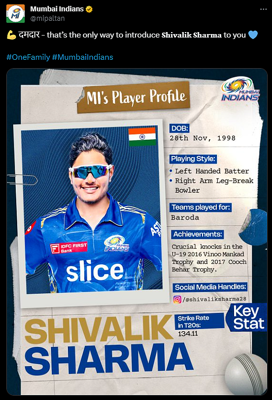 IPL 2024: Shivalik Sharma – New Mumbai Indians Find Was Once Considered ...
