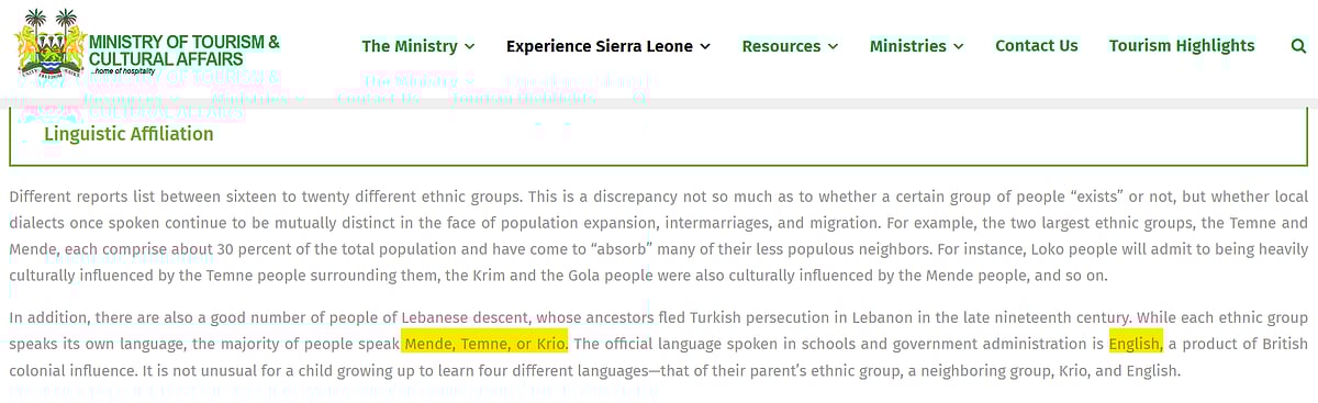 Fact-check | No, Bengali Is Not the Official Language of Sierra Leone