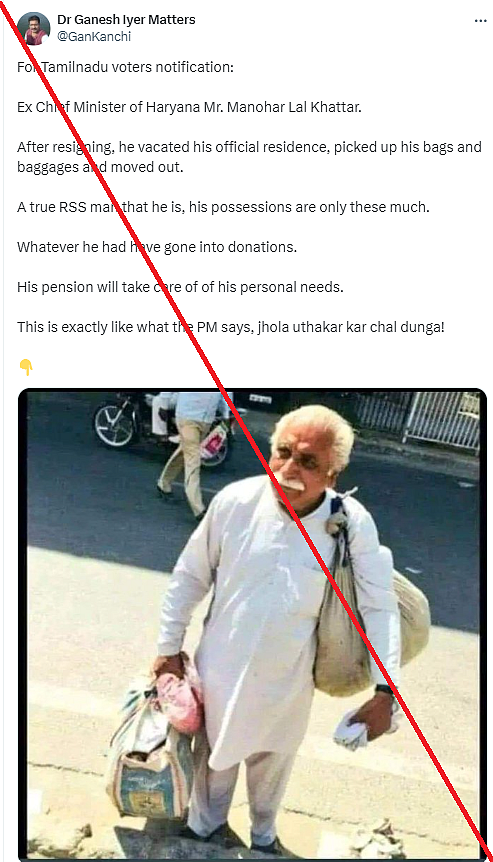 Fact-Check | Does This Image Show Manohar Lal Khattar Vacating Residence After Resignation?