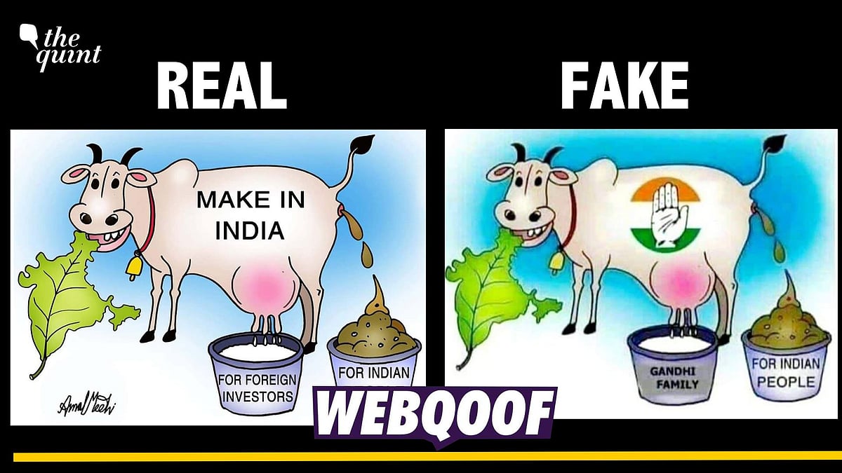 Fact-check | Altered Cartoon Against Congress Depicting a Cow Goes Viral